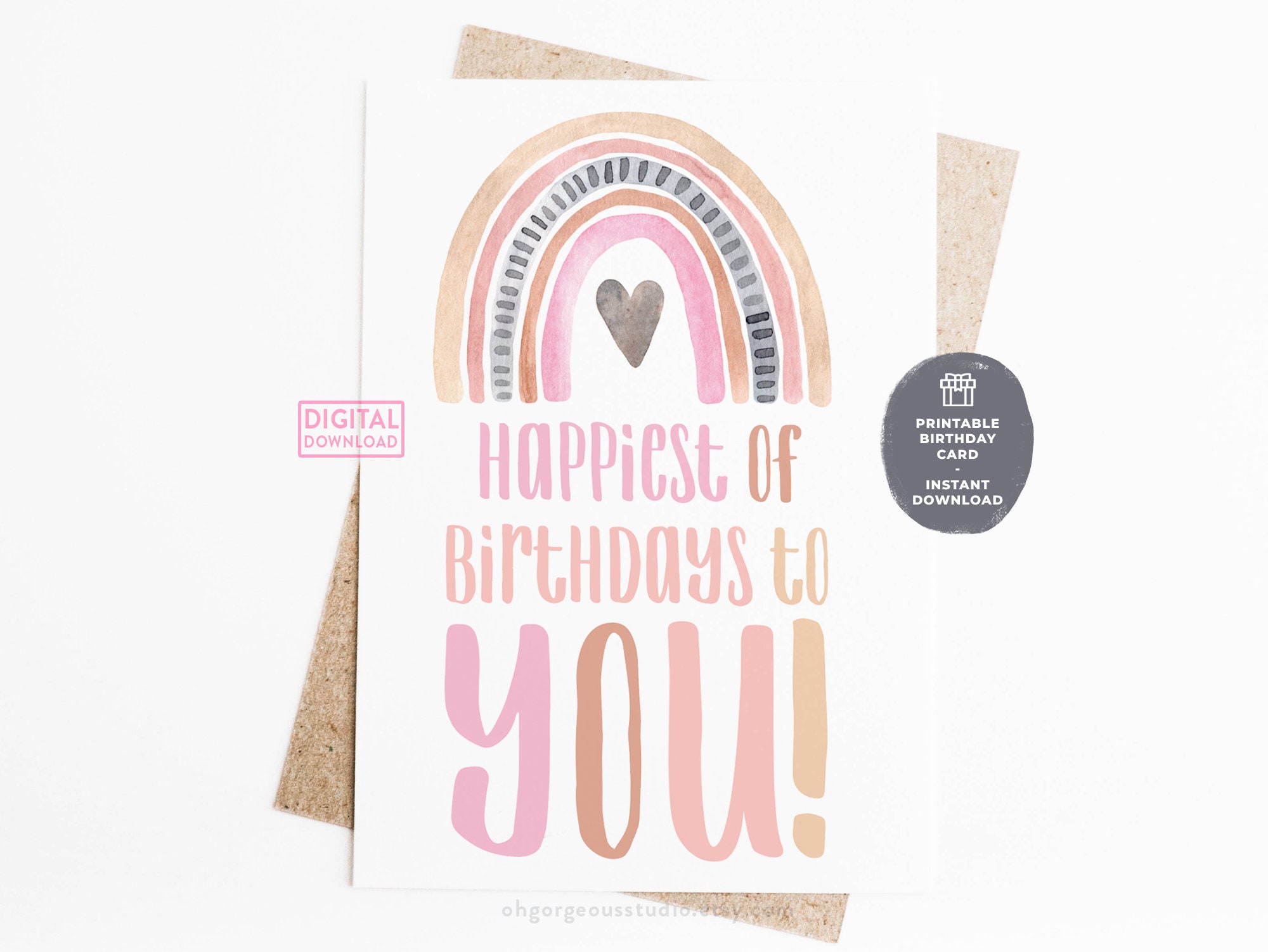 Rainbow Printable Birthday Invitation Pink Blush Boho Rainbow Birthday ...