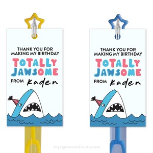 Shark Birthday Favor Tag: Jawsome Pool Party Thank You (printable ...