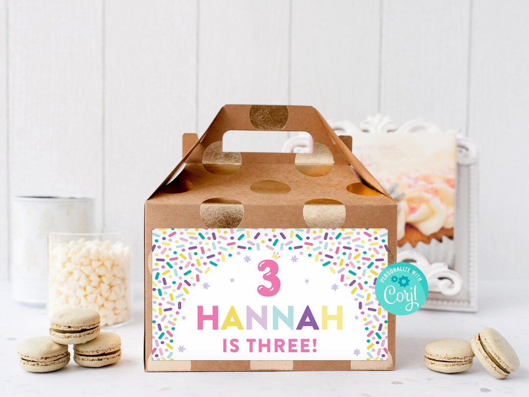 Confetti Birthday Gable Box Label: Editable Party Favor Printable - Etsy