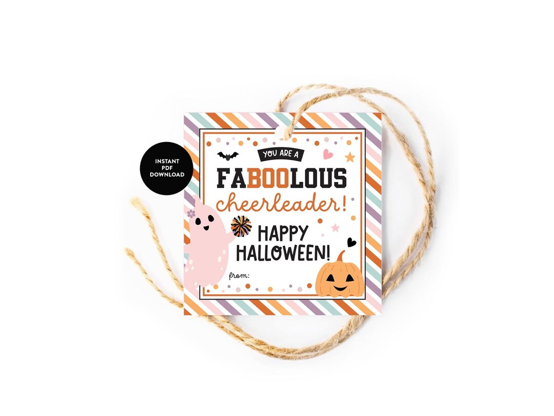 Faboolous Cheerleader Halloween Gift Tag | Printable PDF - Etsy
