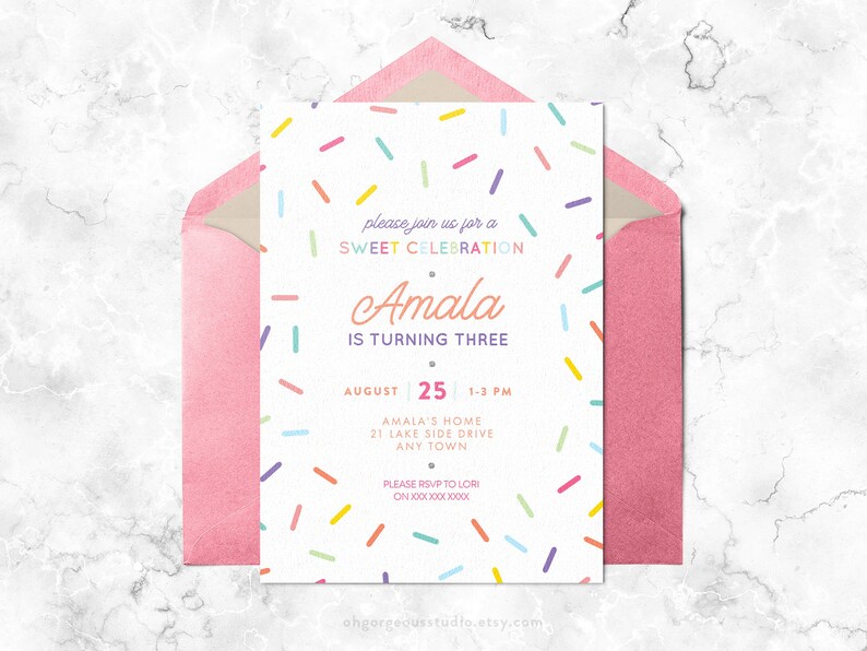 3rd Birthday Sprinkles Invitation 3 Year Old Birthday, Invitation ...