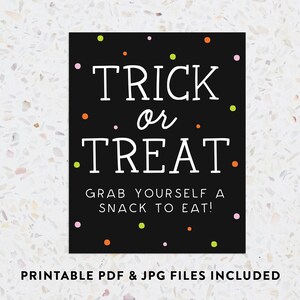 Printable Trick or Treat Sign: Halloween Candy Table Decor (digital ...