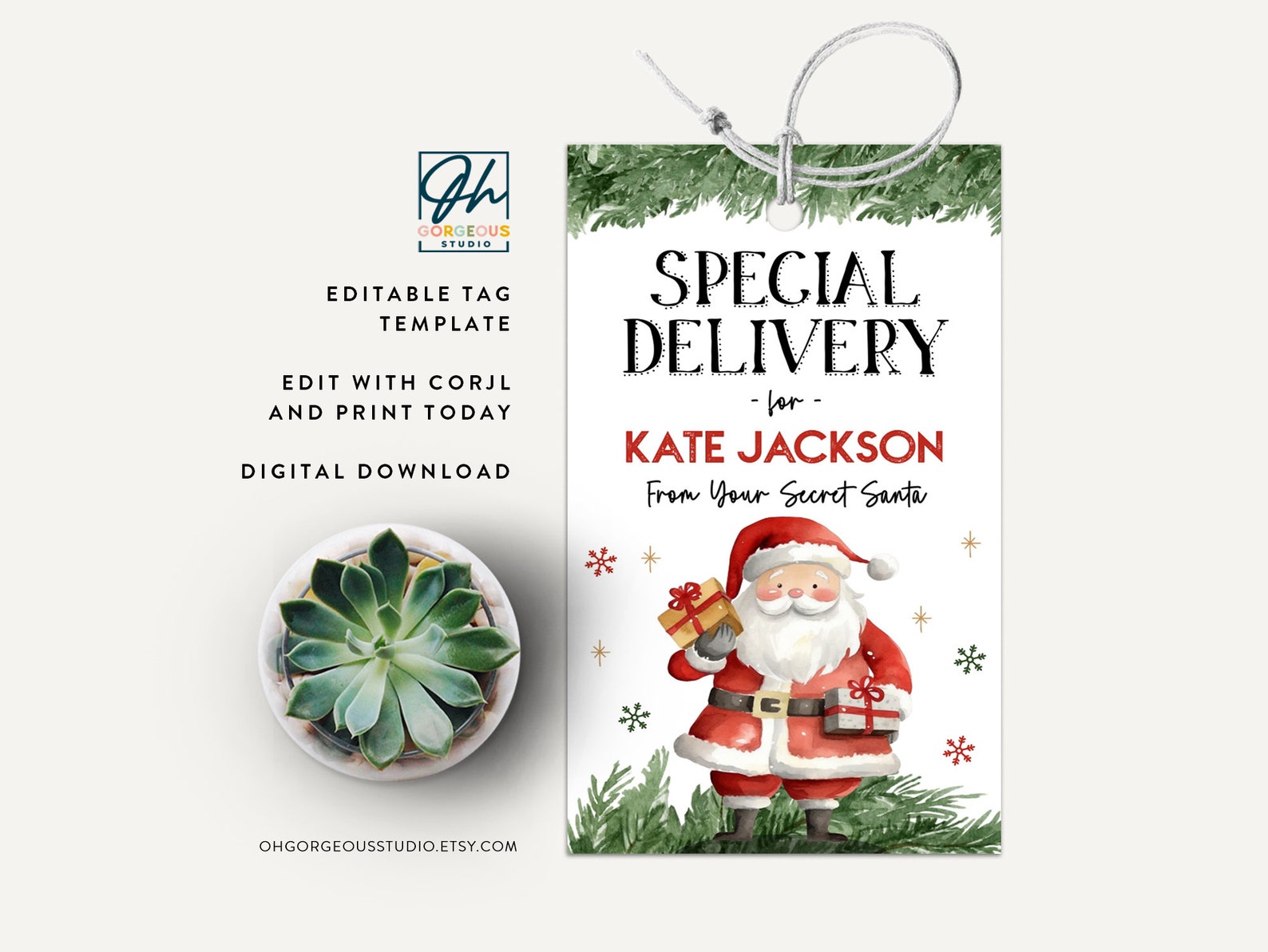 Secret Santa Gift Tag Template Printable Kris Kringle Gift Tags ...