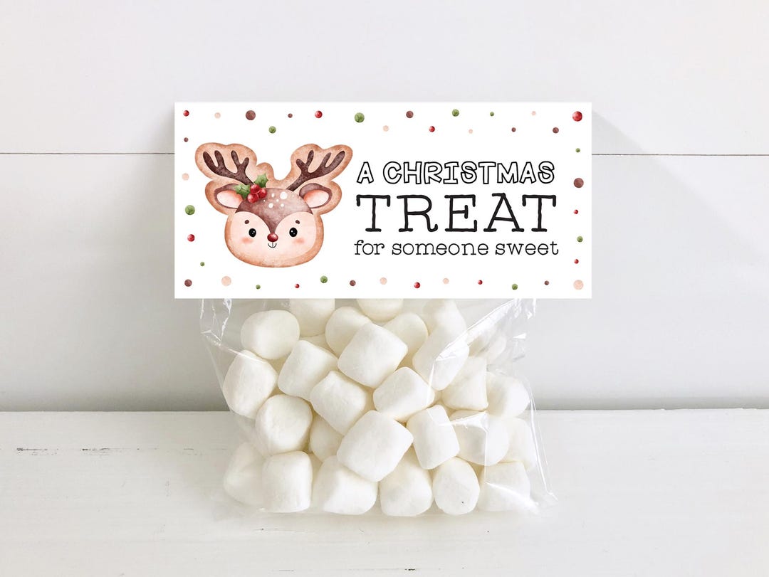 Printable Christmas Reindeer Bag Topper Design, Christmas Treat Cookie ...