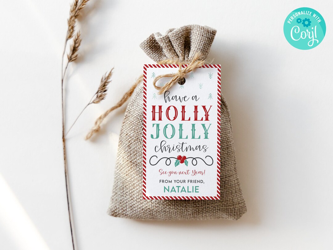 Holly Jolly Christmas Gift Tag | Editable Printable (2x3.5") - Etsy