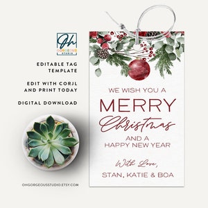 Editable Christmas Gift Tag Template | Printable Merry Christmas Hang ...