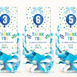 Confetti Birthday Favor Tag: Editable Blue Party Tag (instant Download ...