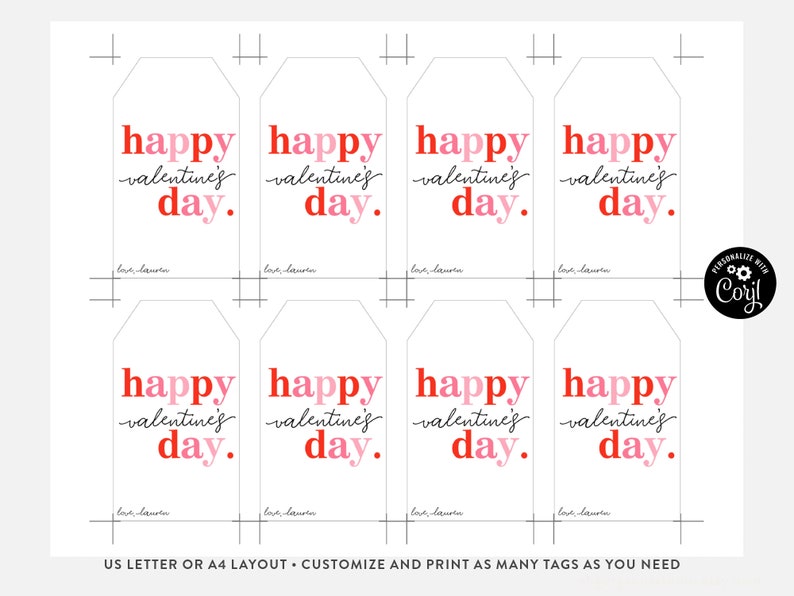 Editable Valentine's Day Tag Printable Valentine's Day Hang Tag ...