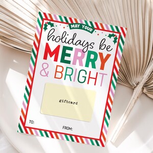 Happy Holidays Printable Gift Card Holder, Christmas Gift Card Holder ...