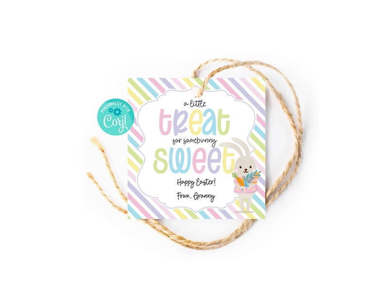Printable Easter Bunny Gift Tag: Pastel Spring Treat (corjl Editable ...