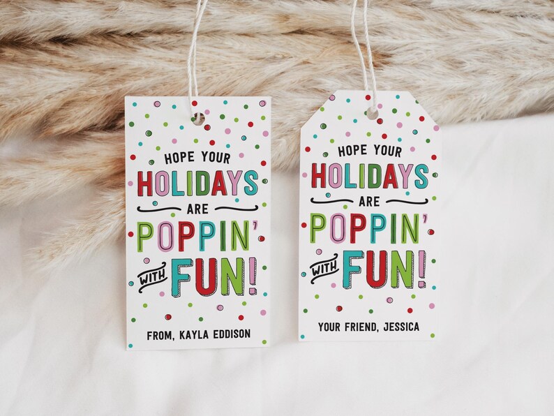 Poppin' Holidays Gift Tag: Printable Christmas Tag (editable, PDF) - Etsy