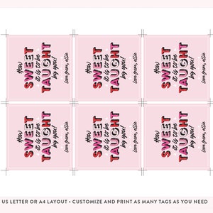 Valentine's Day Teacher Gift Tag | Editable Template (digital Download ...