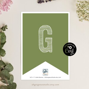 100% Editable Letter Banner | Printable Banner Template, Any Colour and ...