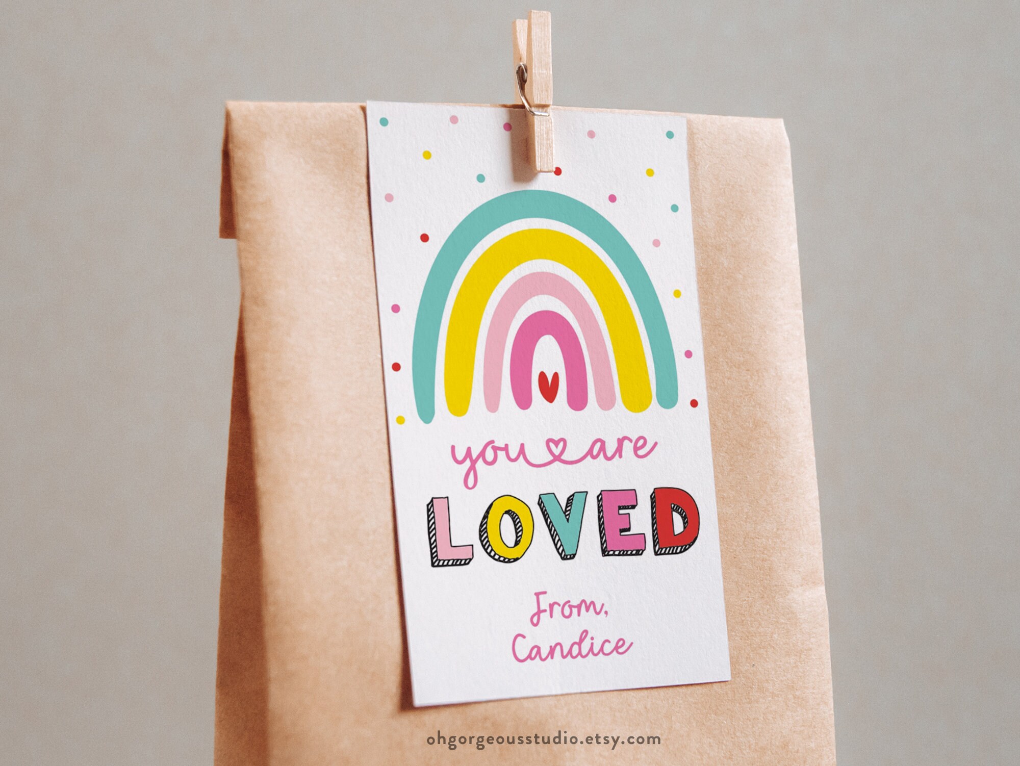 Printable You Are Loved Gift Tag Colorful Rainbow You Are Loved Tag ...