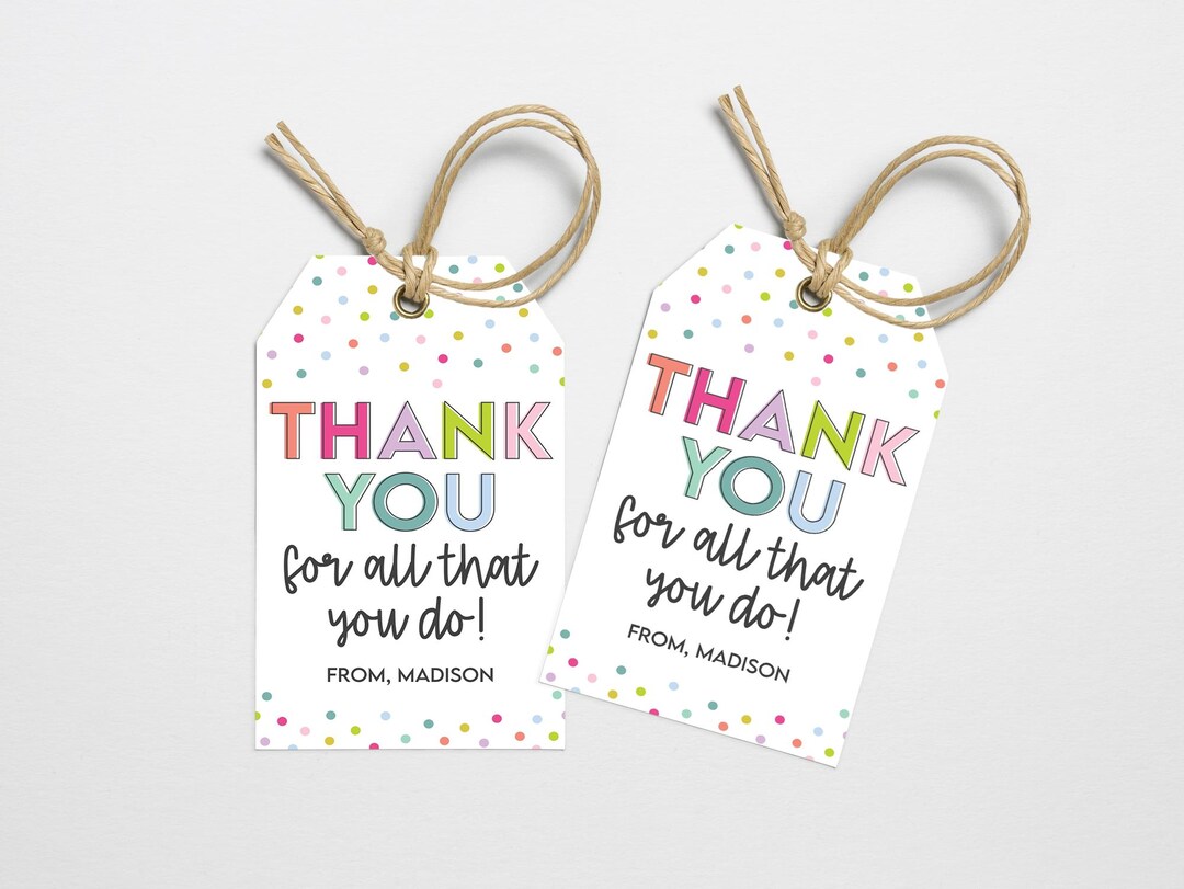 Editable Appreciation Tags | Personalized Appreciation Editable Thank ...