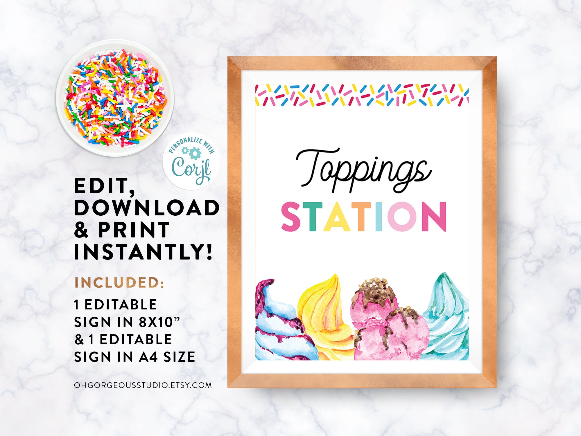 Ice Cream Table Sign Editable Template Ice Cream Birthday - Etsy