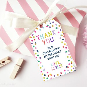 Colourful Confetti Party Tag | Party Favor for Any Age, Editable Gift ...