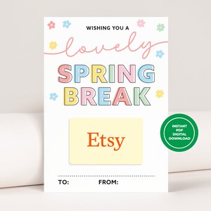 Teacher Appreciation Spring Break Gift Card Holder (PDF) - Etsy