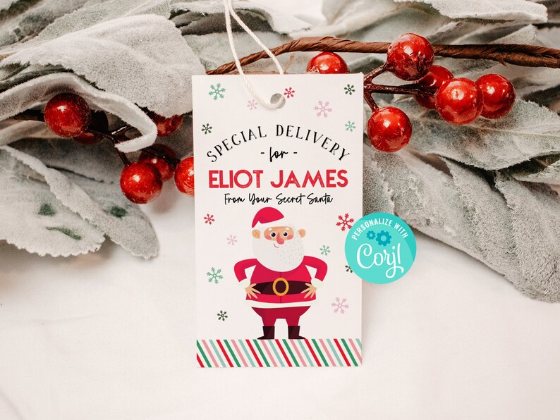 Secret Santa Gift Tag Template Printable Kris Kringle Gift - Etsy