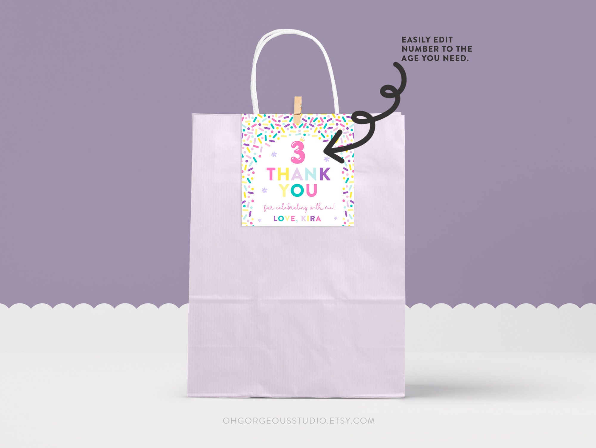 Confetti Birthday Favor Tag Editable Hang Tag, Printable Gift Tag ...