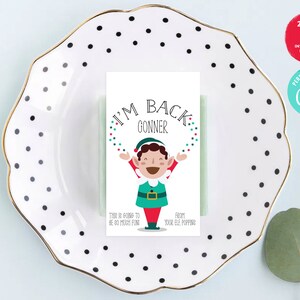 Elf I Am Back Gift Tags | Christmas Elf Tradition Printable Gift Tag ...