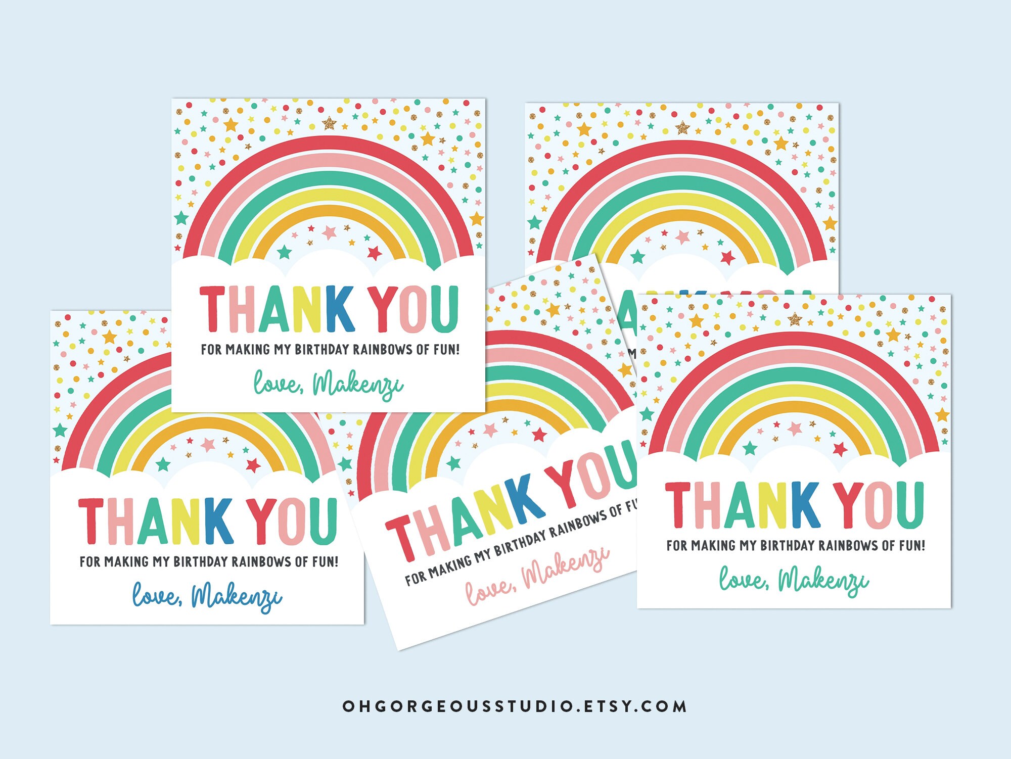 Rainbow of Fun Thank You Tag Printable Birthday Favor - Etsy