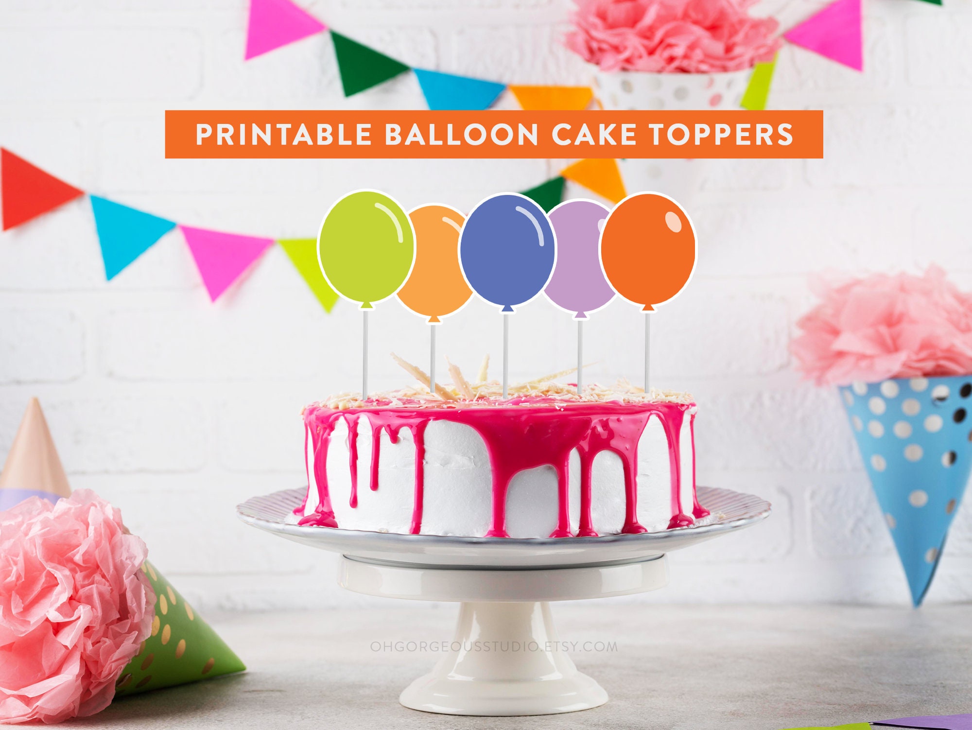 Toppers de pastel de globos imprimibles / toppers de cupcakes - Etsy México