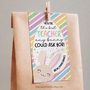 Best Teacher Any Bunny Could Ask for Easter Teacher Appreciation Tag ...