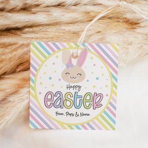Cute Easter Bunny Gift Tag | Pastel Printable Corjl Template (PDF) - Etsy