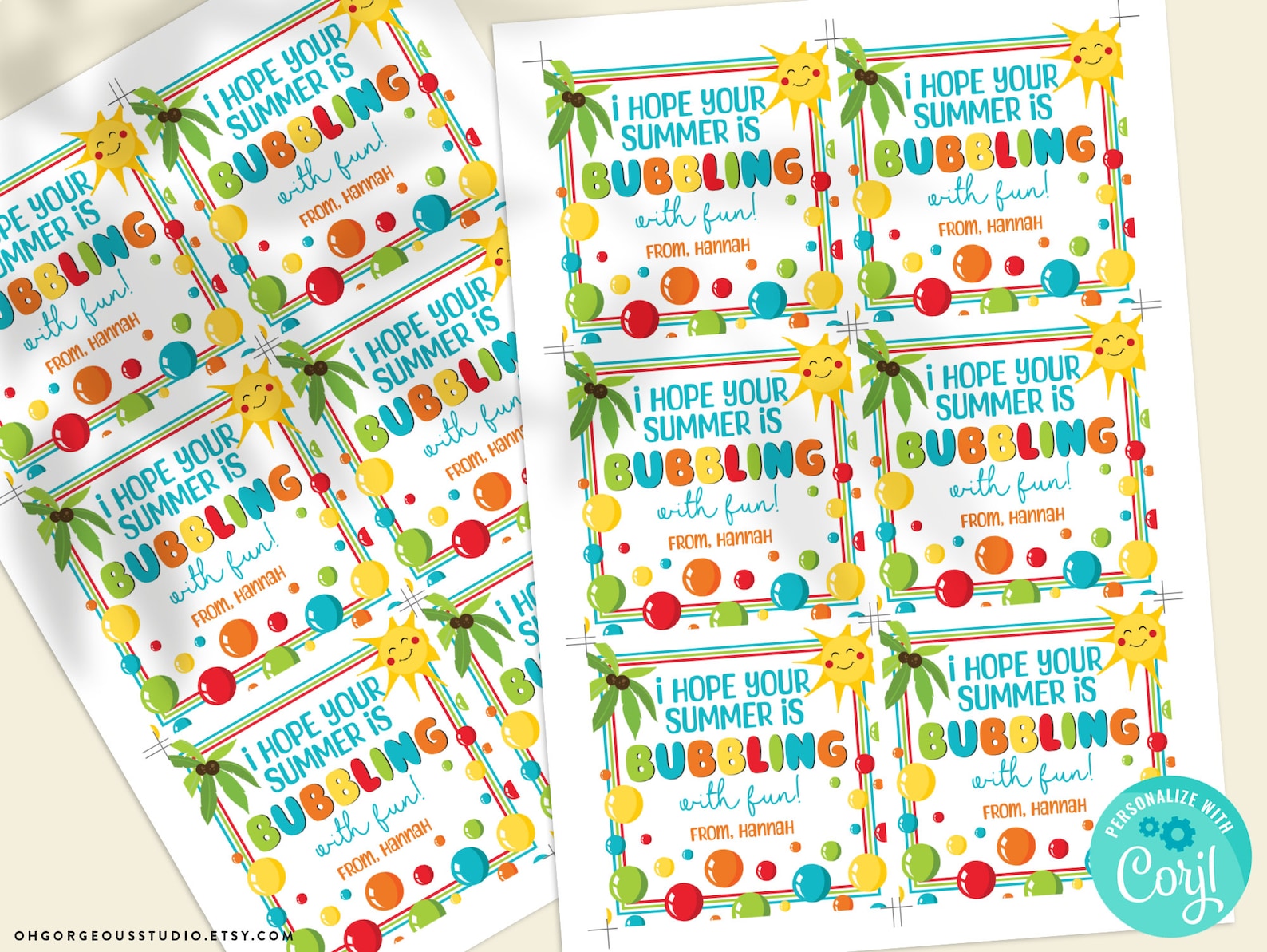 End of School Bubble Tag Bubble Tag for Summer, Classmate Gift Tag ...