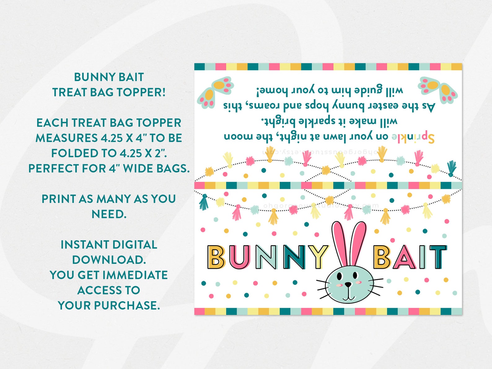 Easter Bunny Bait Treat Bag Toppers Bunny-themed Printable for Kids ...