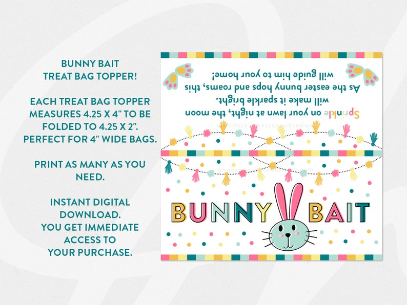 Easter Bunny Bait Treat Bag Toppers: Printable Tags (PDF) - Etsy