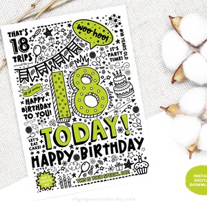 18th Printable Birthday Card | 18 Today Birthday Downloadable Card ...