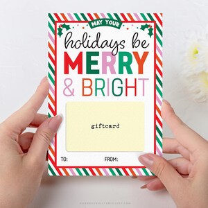 Happy Holidays Printable Gift Card Holder, Christmas Gift Card Holder ...