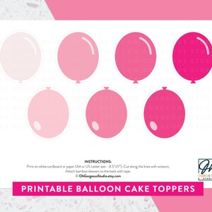 Printable Balloon Cake Toppers | Cupcake Toppers, Party Decor ...