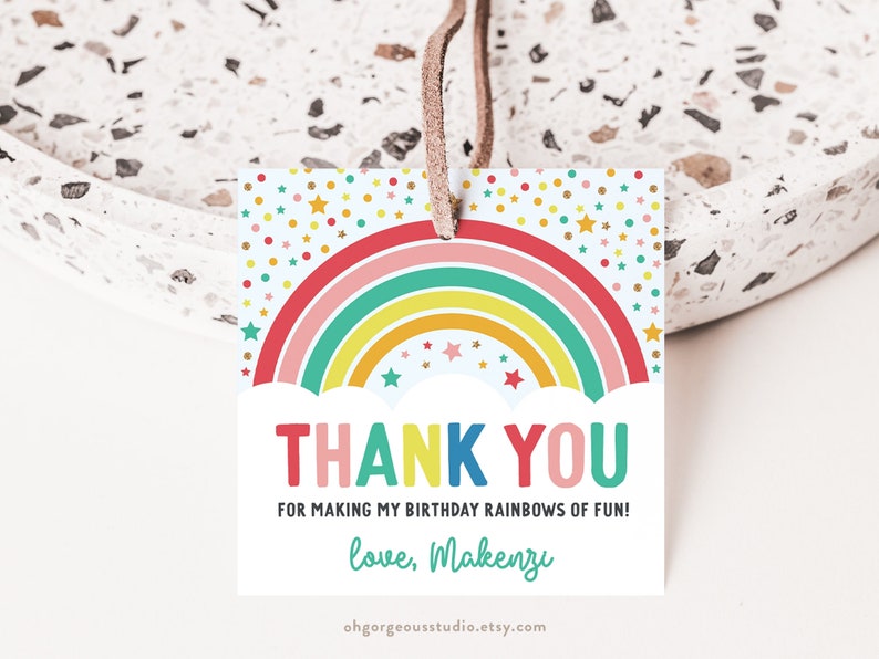 Rainbow of Fun Thank You Tag Printable Birthday Favor - Etsy