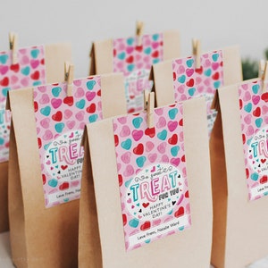 Printable Valentine's Sweet Treat Gift Tag | Pink Heart Valentine ...