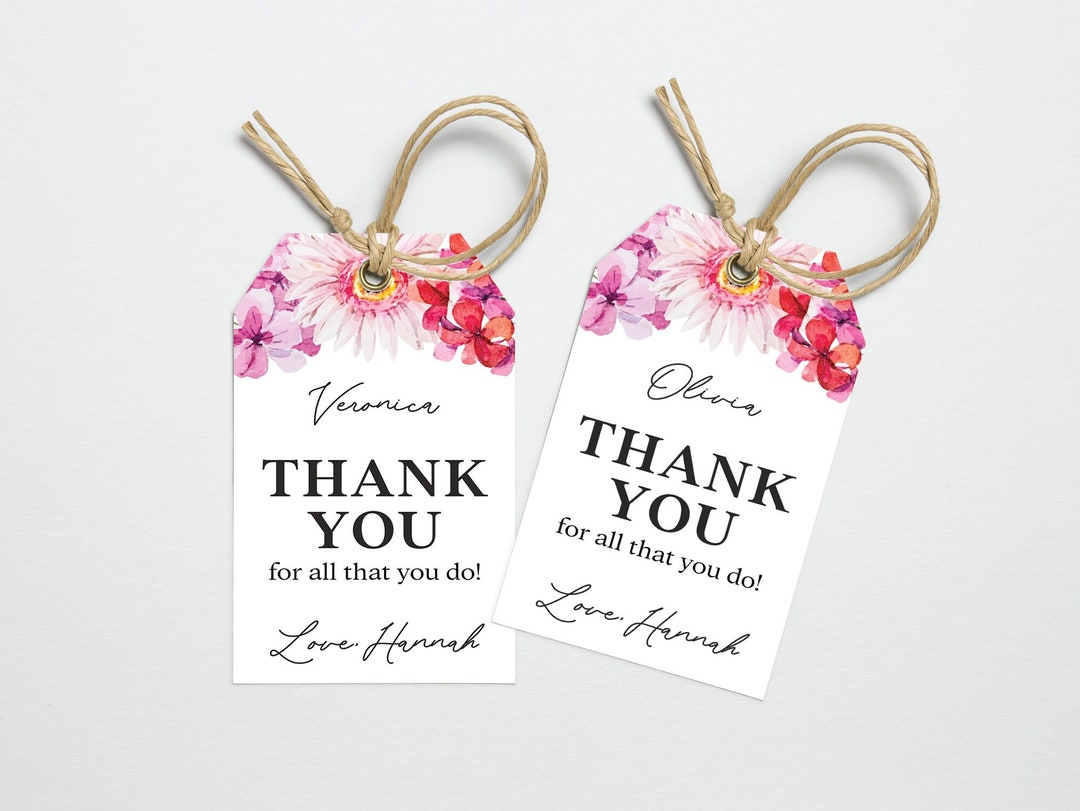 Editable Thank You Gift Tag Template Floral Thank You, Printable Hang ...