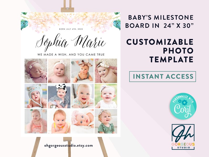Baby Photo Collage Template Printable Photo Collage Gift for - Etsy