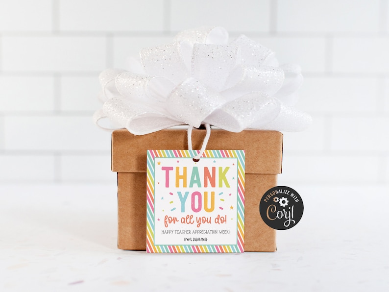 Printable Teacher Appreciation Gift Tag Thank You for All You Do ...