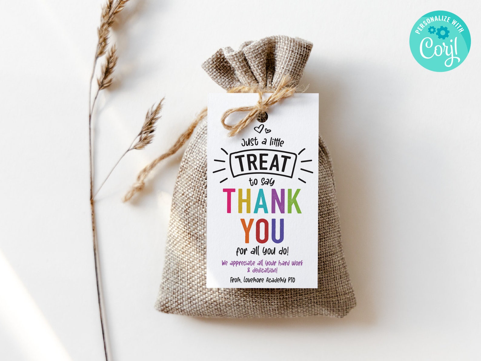 Printable Thank You Gift Tag Editable Gift Tag for Employee ...