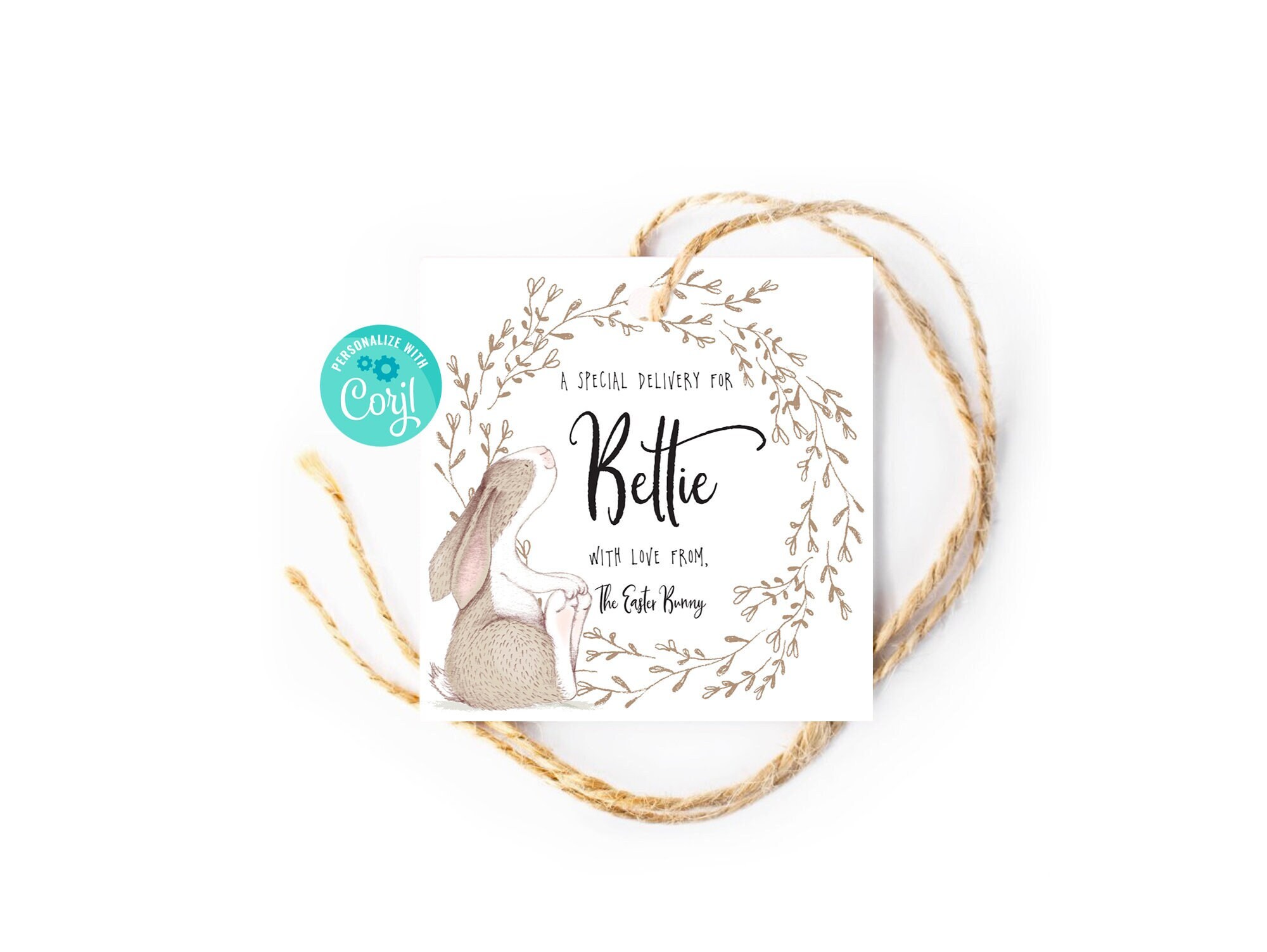 Printable Easter Bunny Tag Editable Bunny Basket Gift Tag Template ...