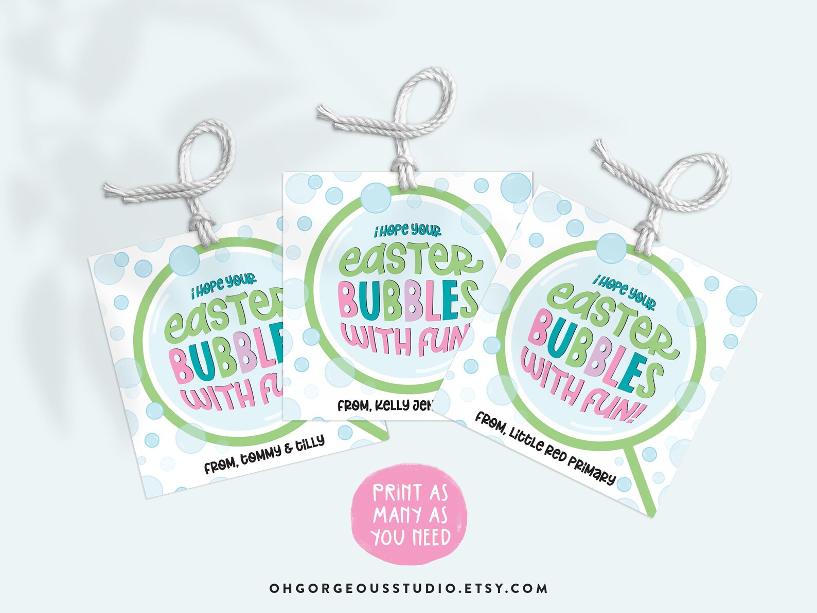 Bubbles of Fun Kids Printable Easter Tag I Hope Your Easter Bubbles ...