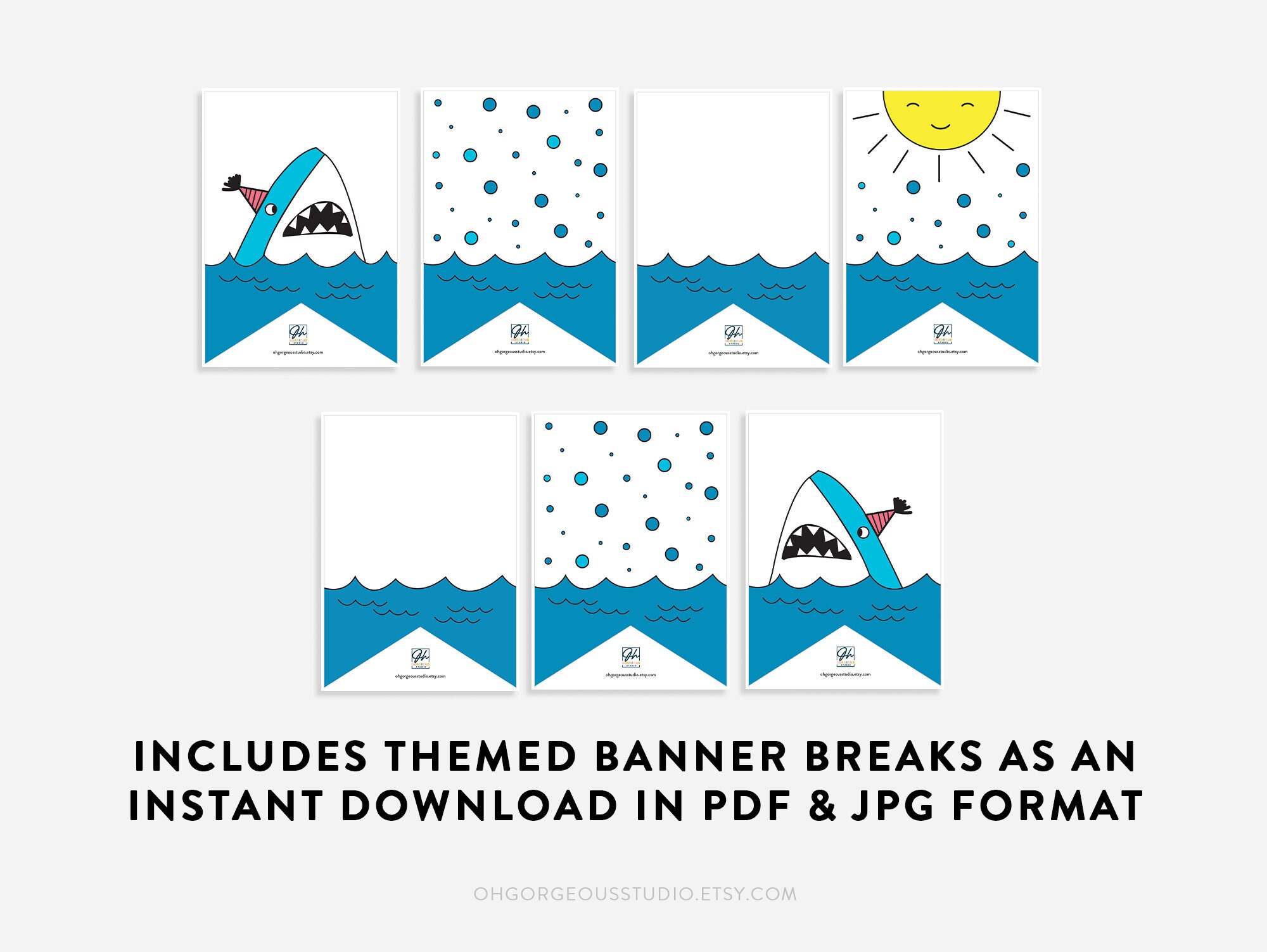 Shark Birthday Banner Jawsome Printable Alphabet Letters and - Etsy