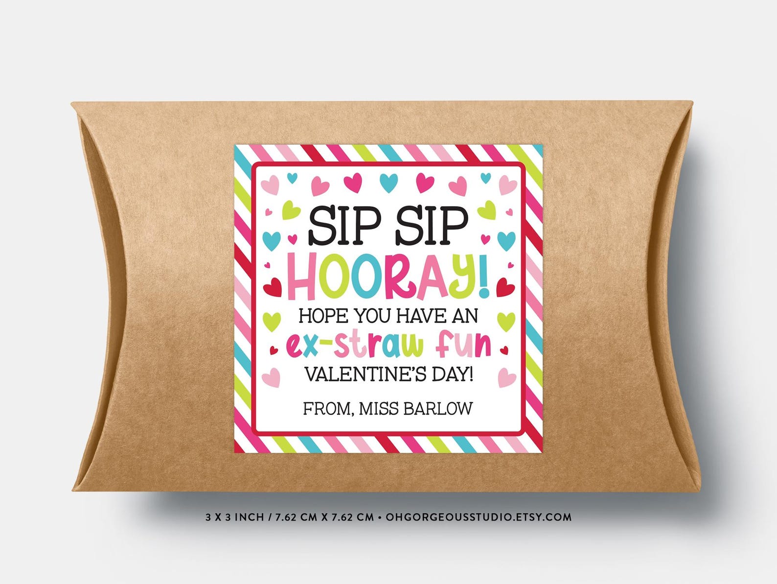 Ex-straw Fun Valentine's Day Gift Tag | Editable Template (digital ...