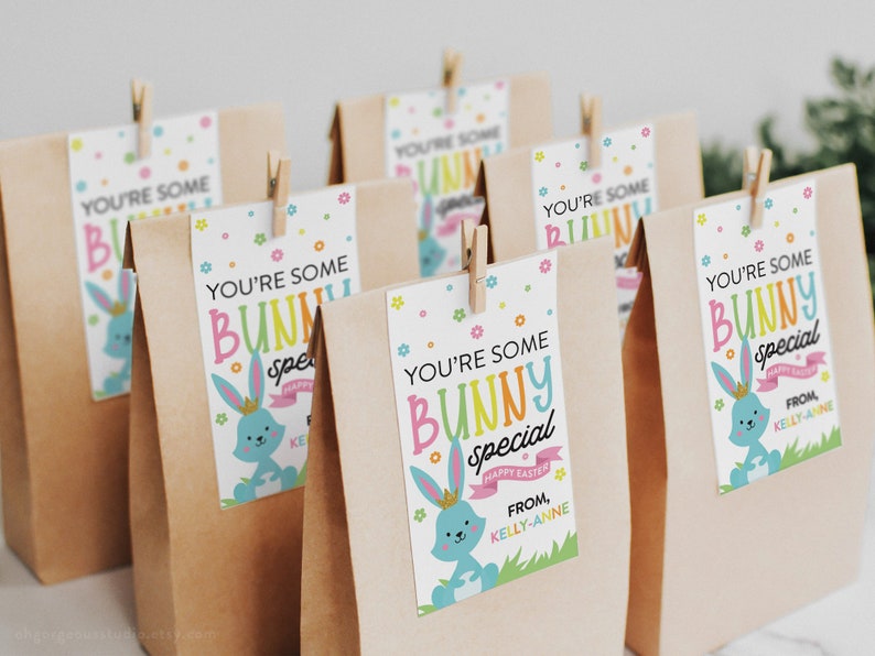 Printable Easter Bunny Gift Tag: Editable Favor Tag (PDF) - Etsy