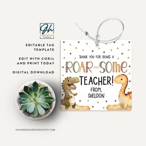 Dino Teacher Appreciation Week Tags | Printable ROAR Summer Thank You ...