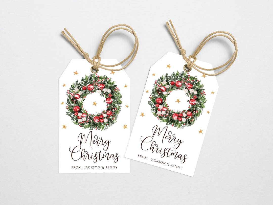 Christmas Gift Tag Template, Printable Holiday Favor Tag, Editable ...