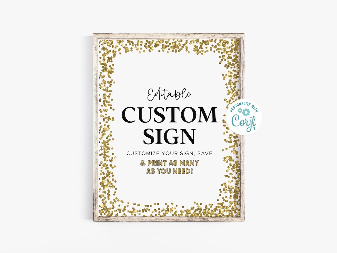 New Year's Editable Template Custom Sign | Party Sign Printable ...