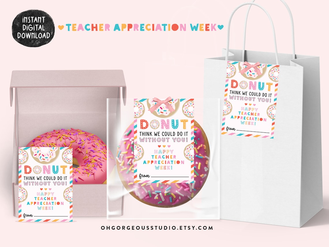 Teacher Appreciation Printable Donut Teacher Appreciation - Etsy